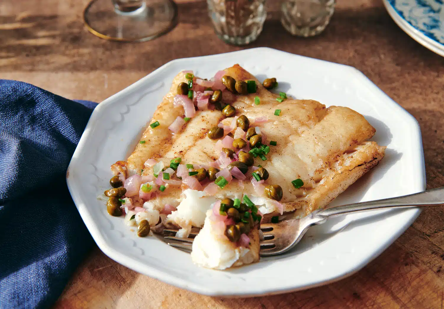 White Fish with Caper Butter Sauce - New England