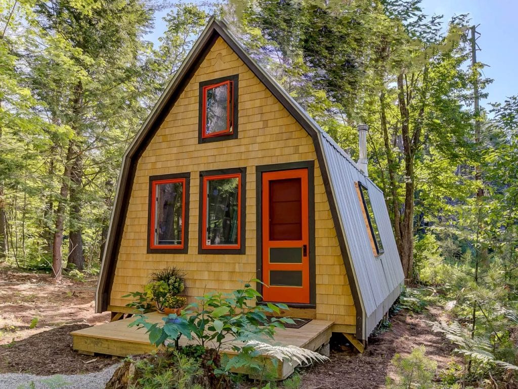 House For Sale | A Modern, Tiny Solar A-Frame Cabin in Maine