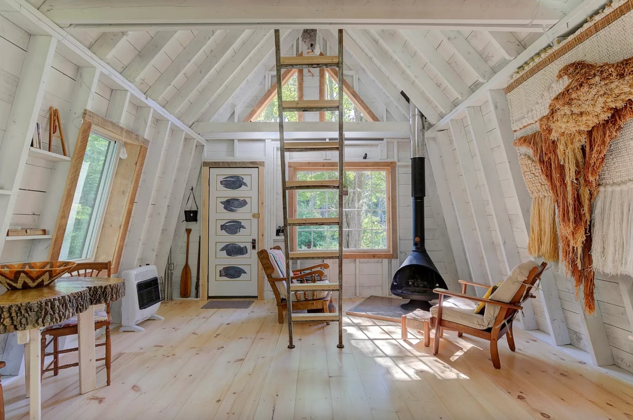House For Sale | A Modern, Tiny Solar A-Frame Cabin in Maine