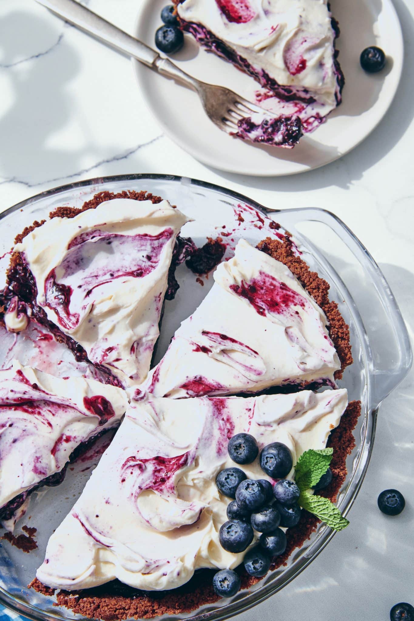 Blueberry Cream Pie with Gingersnap Crust