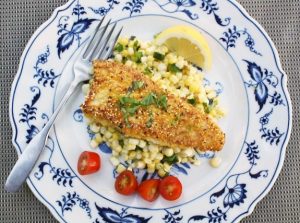 Crispy Fish with Fresh Corn and Scallions