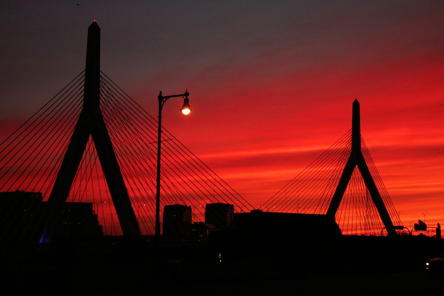 Leonard Zakim Bridge At Sunset